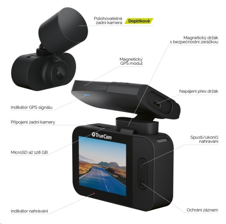 TRUECAM TrueCam M9 GPS WiFi, 2.5K (2560x1440/30fps) autokamera (s ...